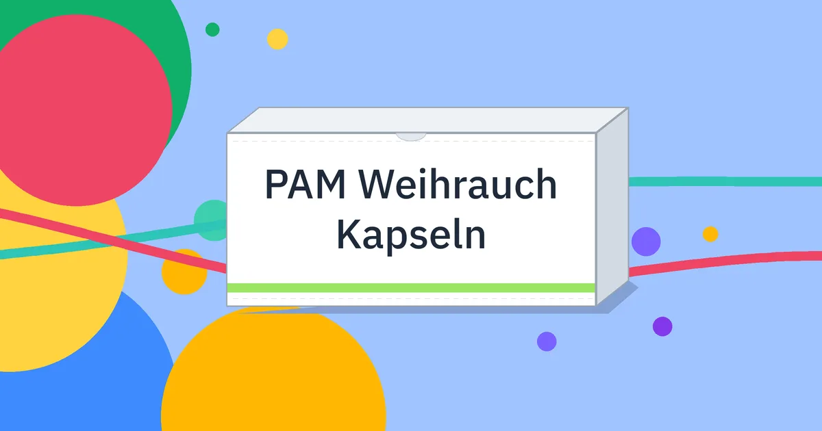 Symbolbild: Packung mit der Aufschrift PAM Weihrauch Kapseln (PZN 20280183) – Verfügbarkeit und Bezug in Apotheken in Frankfurt am Main