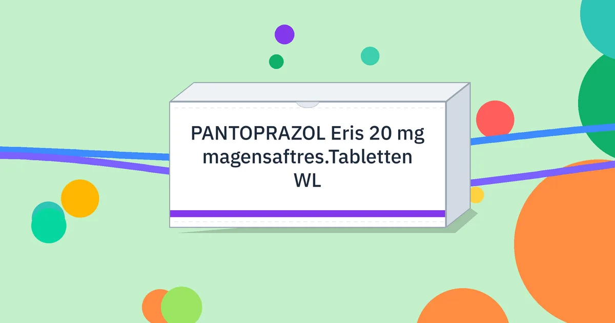 Symbolbild: Packung mit der Aufschrift PANTOPRAZOL Eris 20 mg magensaftres.Tabletten WL (PZN 14214584) – Verfügbarkeit und Bezug in Apotheken in Frankfurt am Main