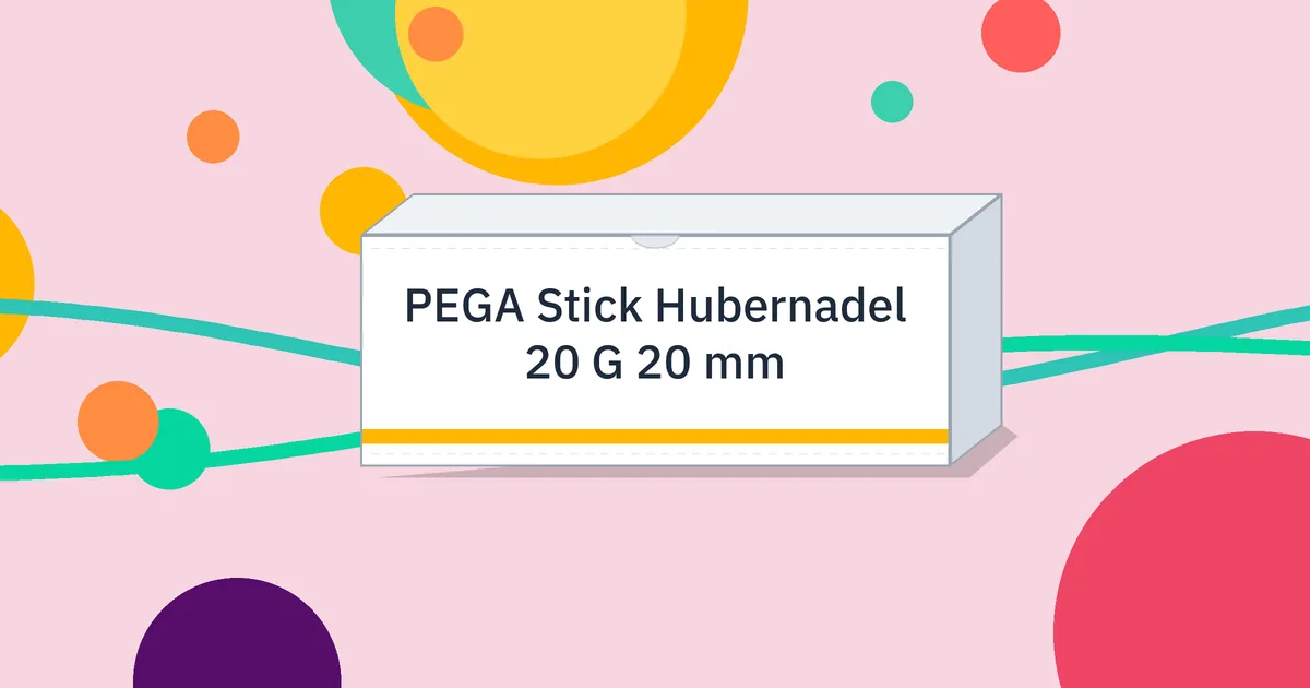 Symbolbild: Packung mit der Aufschrift PEGA Stick Hubernadel 20 G 20 mm (PZN 04397885) – Verfügbarkeit und Bezug in Apotheken in Frankfurt am Main