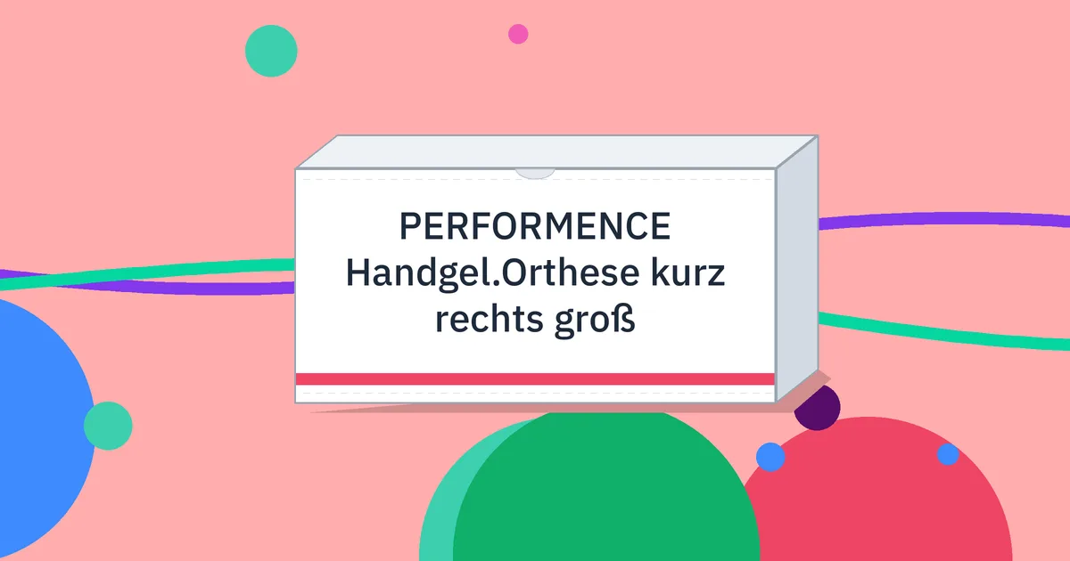 Symbolbild: Packung mit der Aufschrift PERFORMENCE Handgel.Orthese kurz rechts groß (PZN 04497629) – Verfügbarkeit und Bezug in Apotheken in Frankfurt am Main