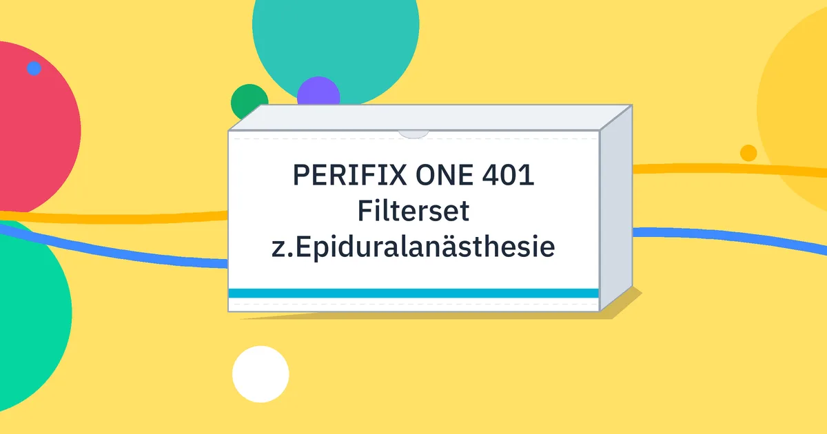 Symbolbild: Packung mit der Aufschrift PERIFIX ONE 401 Filterset z.Epiduralanästhesie (PZN 06854861) – Verfügbarkeit und Bezug in Apotheken in Frankfurt am Main