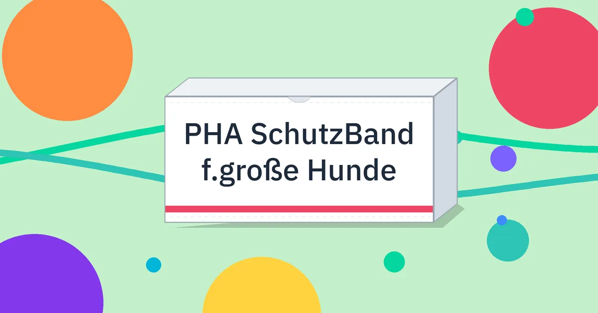 Symbolbild: Packung mit der Aufschrift PHA SchutzBand f.große Hunde (PZN 07549717) – Verfügbarkeit und Bezug in Apotheken in Frankfurt am Main