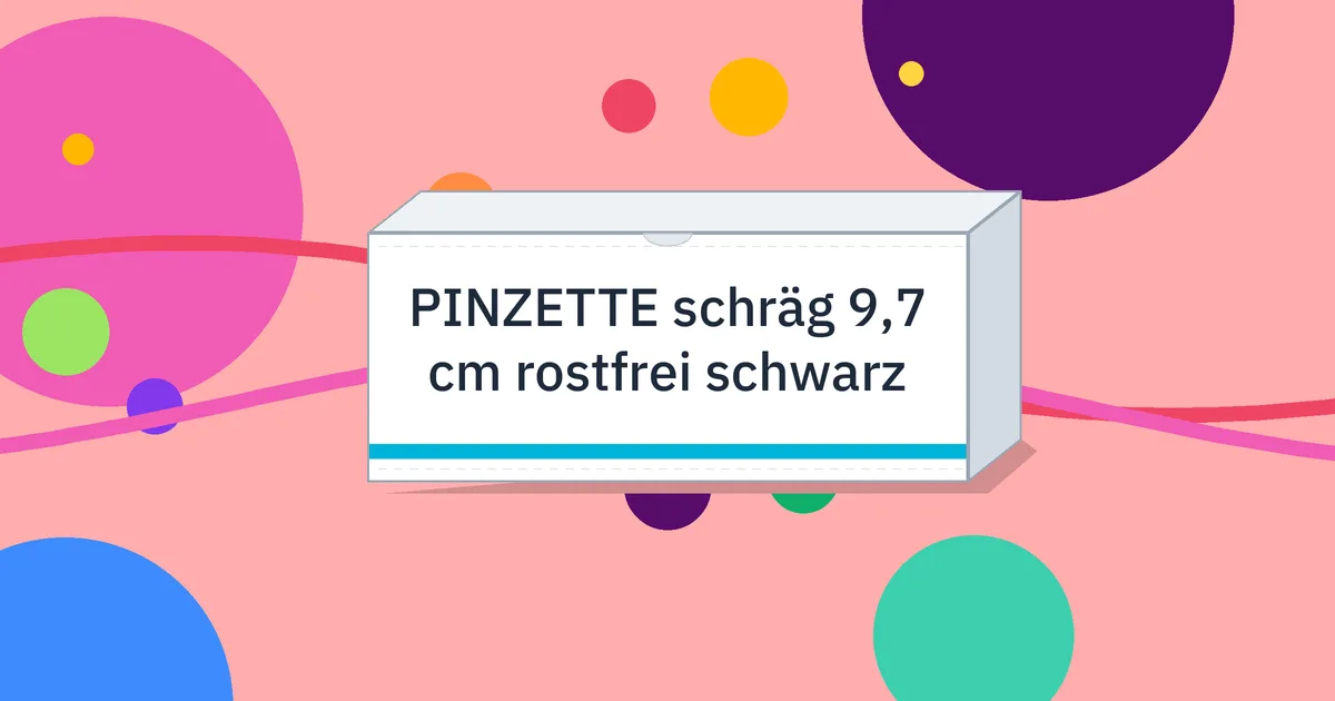 Symbolbild: Packung mit der Aufschrift PINZETTE schräg 9,7 cm rostfrei schwarz (PZN 18106791) – Verfügbarkeit und Bezug in Apotheken in Frankfurt am Main