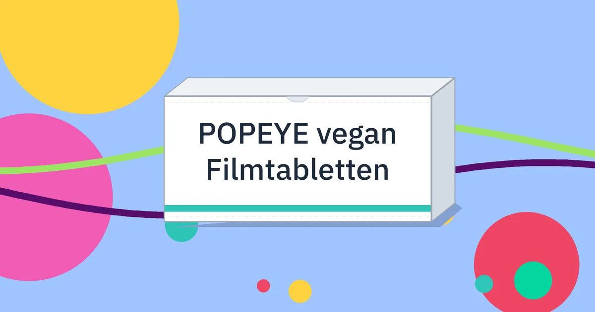 Symbolbild: Packung mit der Aufschrift POPEYE vegan Filmtabletten (PZN 19442835) – Verfügbarkeit und Bezug in Apotheken in Frankfurt am Main