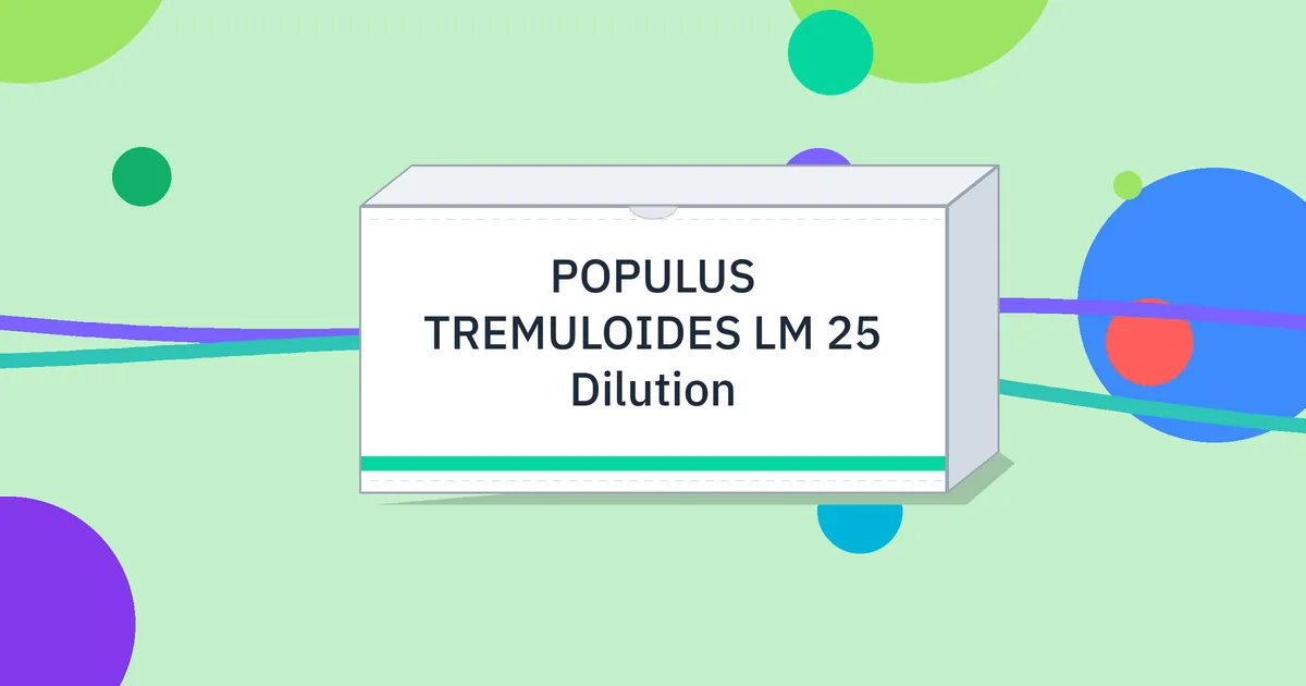 Symbolbild: Packung mit der Aufschrift POPULUS TREMULOIDES LM 25 Dilution (PZN 13664894) – Verfügbarkeit und Bezug in Apotheken in Frankfurt am Main
