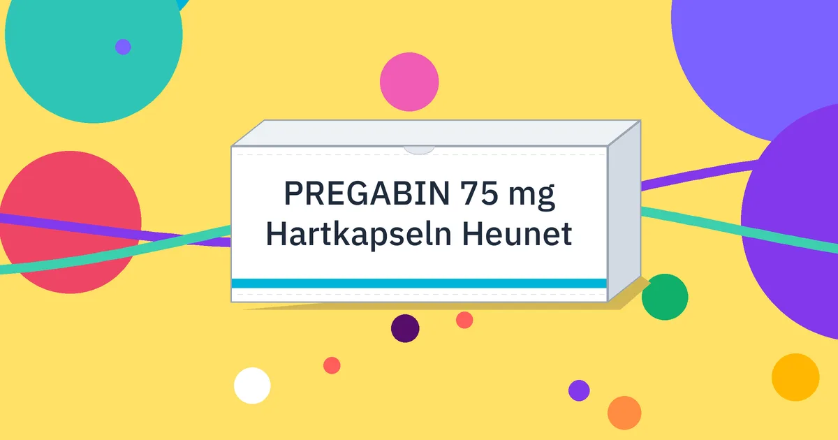 Symbolbild: Packung mit der Aufschrift PREGABIN 75 mg Hartkapseln Heunet (PZN 15303841) – Verfügbarkeit und Bezug in Apotheken in Frankfurt am Main