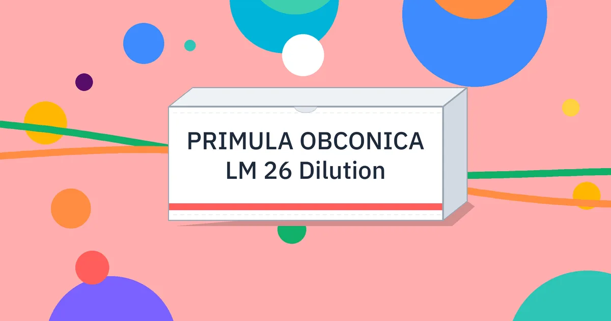 Symbolbild: Packung mit der Aufschrift PRIMULA OBCONICA LM 26 Dilution (PZN 13667208) – Verfügbarkeit und Bezug in Apotheken in Frankfurt am Main