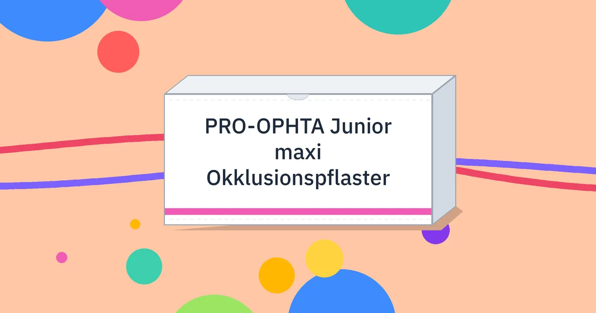 Symbolbild: Packung mit der Aufschrift PRO-OPHTA Junior maxi Okklusionspflaster (PZN 19813970) – Verfügbarkeit und Bezug in Apotheken in Frankfurt am Main