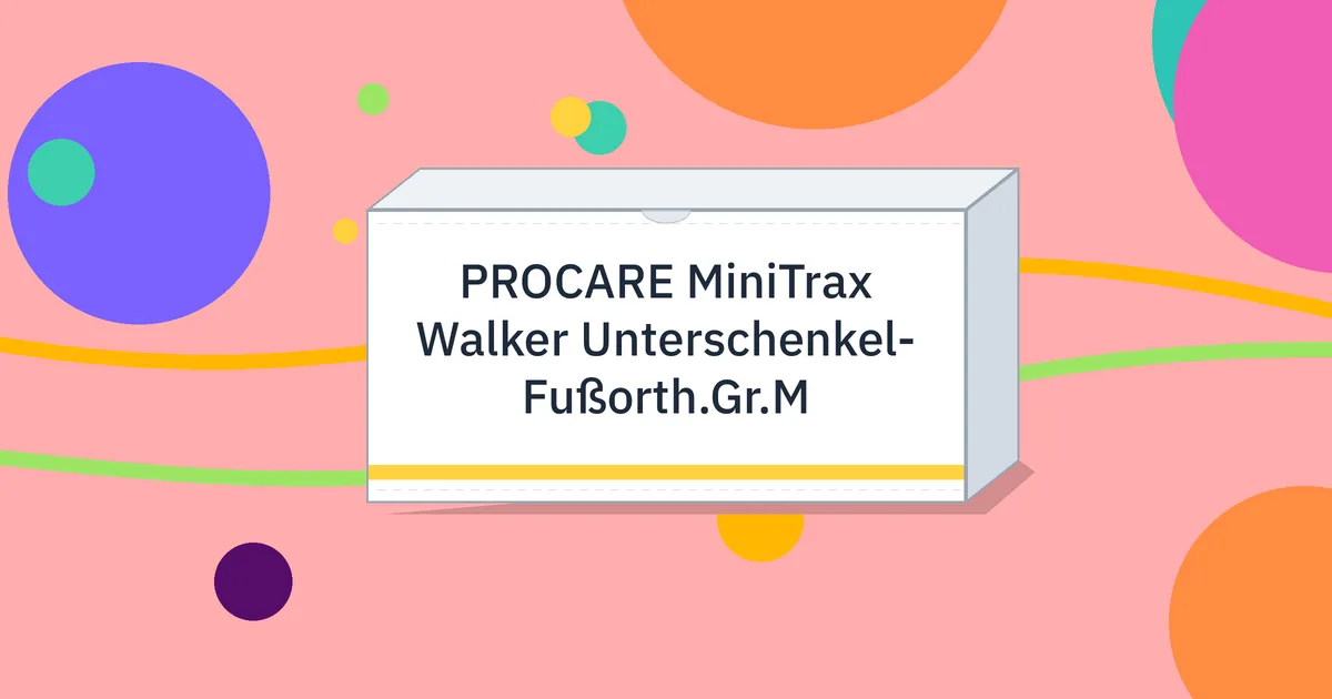 Symbolbild: Packung mit der Aufschrift PROCARE MiniTrax Walker Unterschenkel-Fußorth.Gr.M (PZN 11295085) – Verfügbarkeit und Bezug in Apotheken in Frankfurt am Main
