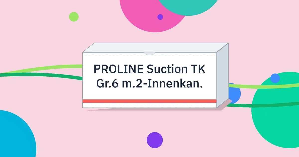 Symbolbild: Packung mit der Aufschrift PROLINE Suction TK Gr.6 m.2-Innenkan. (PZN 16148118) – Verfügbarkeit und Bezug in Apotheken in Frankfurt am Main