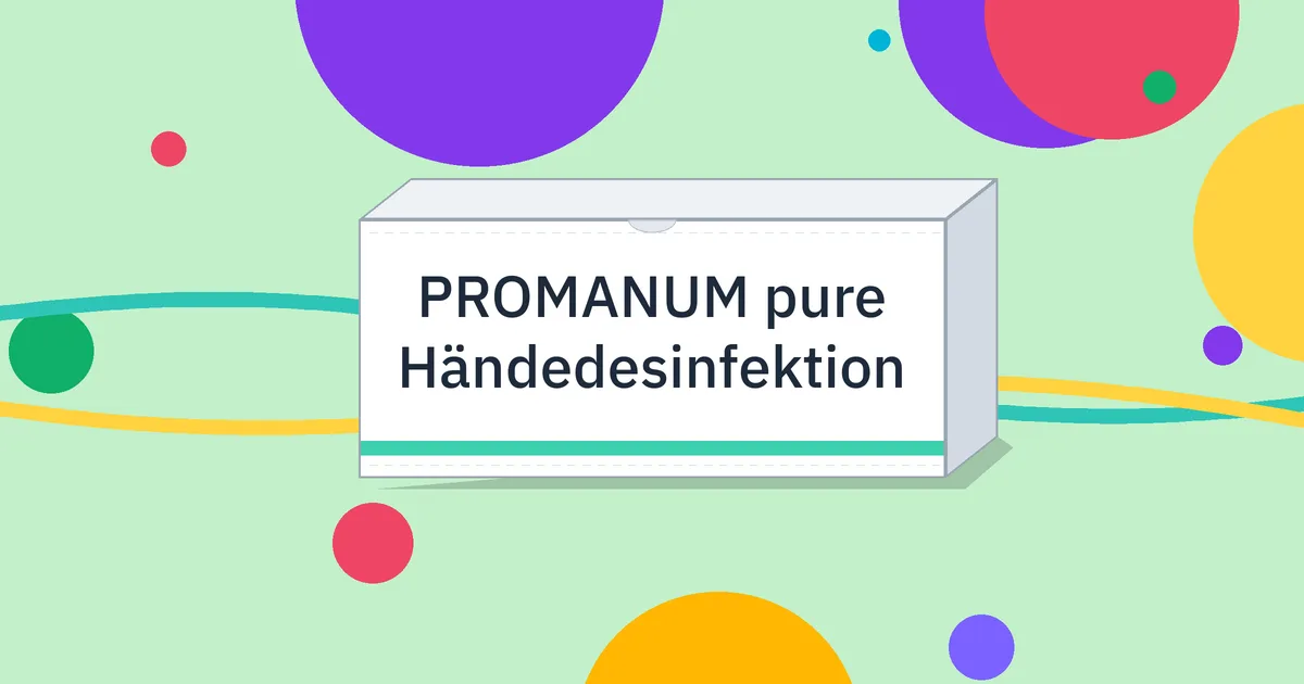 Symbolbild: Packung mit der Aufschrift PROMANUM pure Händedesinfektion (PZN 08815977) – Verfügbarkeit und Bezug in Apotheken in Frankfurt am Main