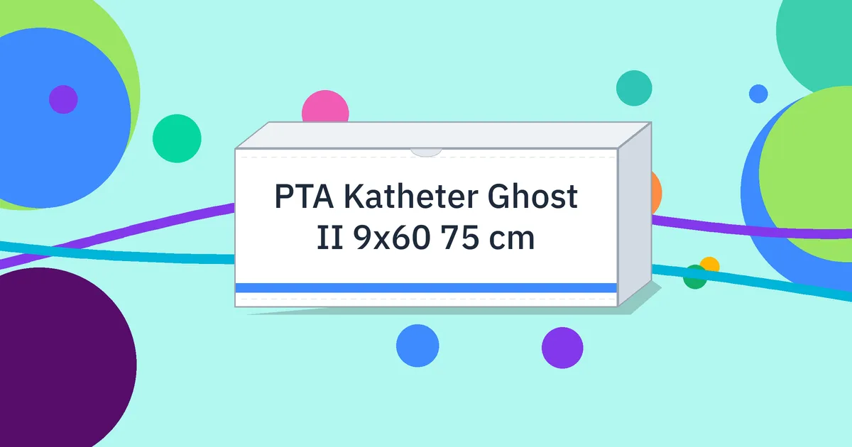 Symbolbild: Packung mit der Aufschrift PTA Katheter Ghost II 9x60 75 cm (PZN 00139979) – Verfügbarkeit und Bezug in Apotheken in Frankfurt am Main