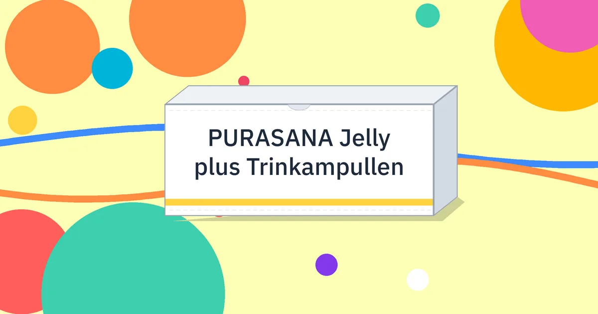 Symbolbild: Packung mit der Aufschrift PURASANA Jelly plus Trinkampullen (PZN 17827347) – Verfügbarkeit und Bezug in Apotheken in Frankfurt am Main