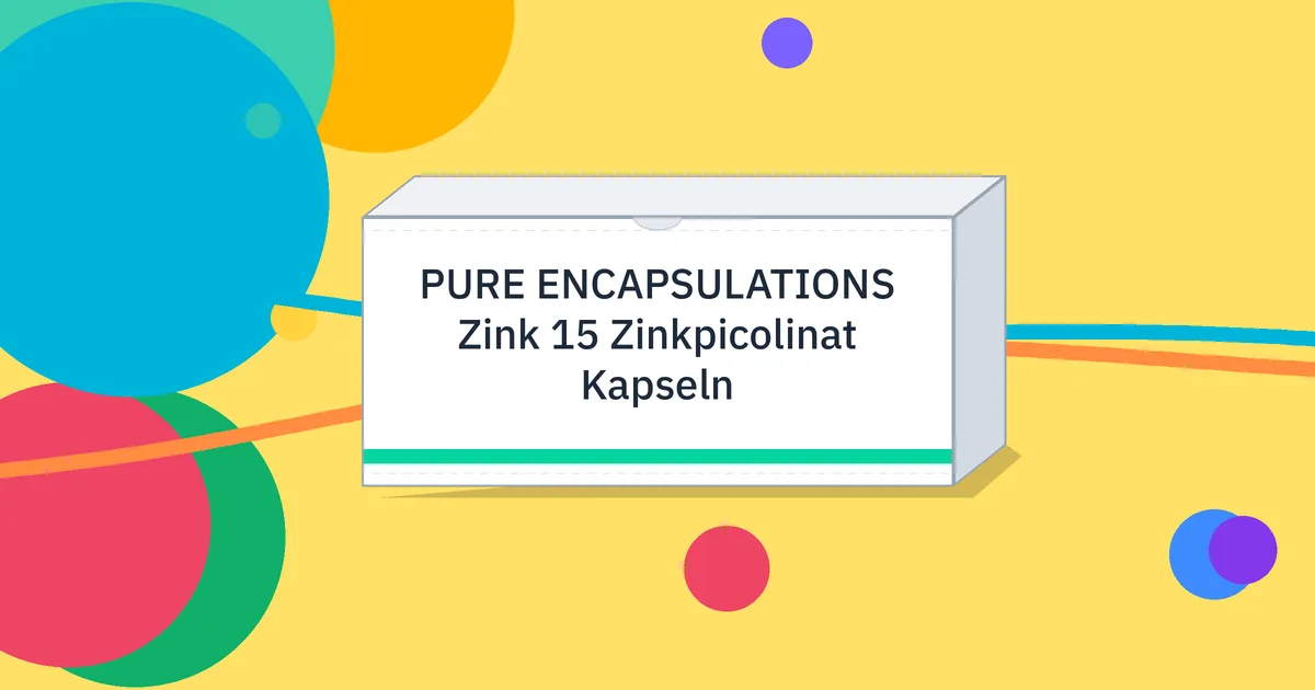 Symbolbild: Packung mit der Aufschrift PURE ENCAPSULATIONS Zink 15 Zinkpicolinat Kapseln (PZN 02774504) – Verfügbarkeit und Bezug in Apotheken in Frankfurt am Main