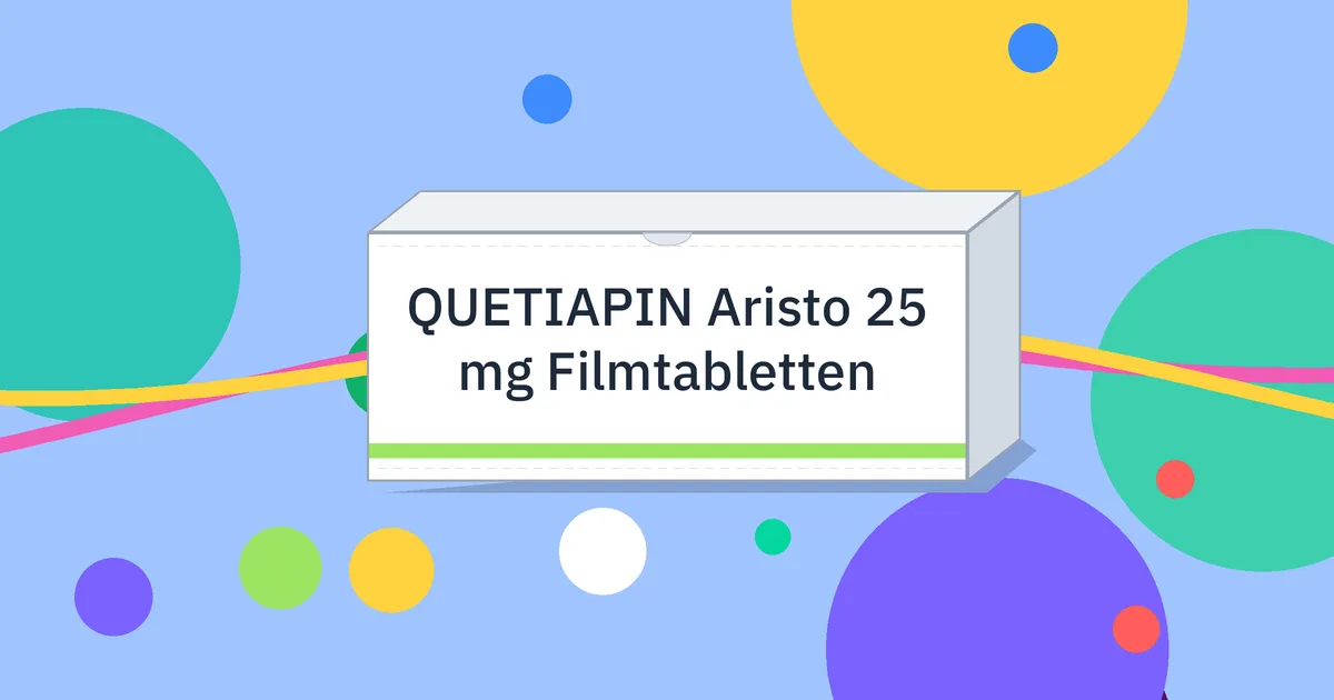 Symbolbild: Packung mit der Aufschrift QUETIAPIN Aristo 25 mg Filmtabletten (PZN 14385699) – Verfügbarkeit und Bezug in Apotheken in Frankfurt am Main