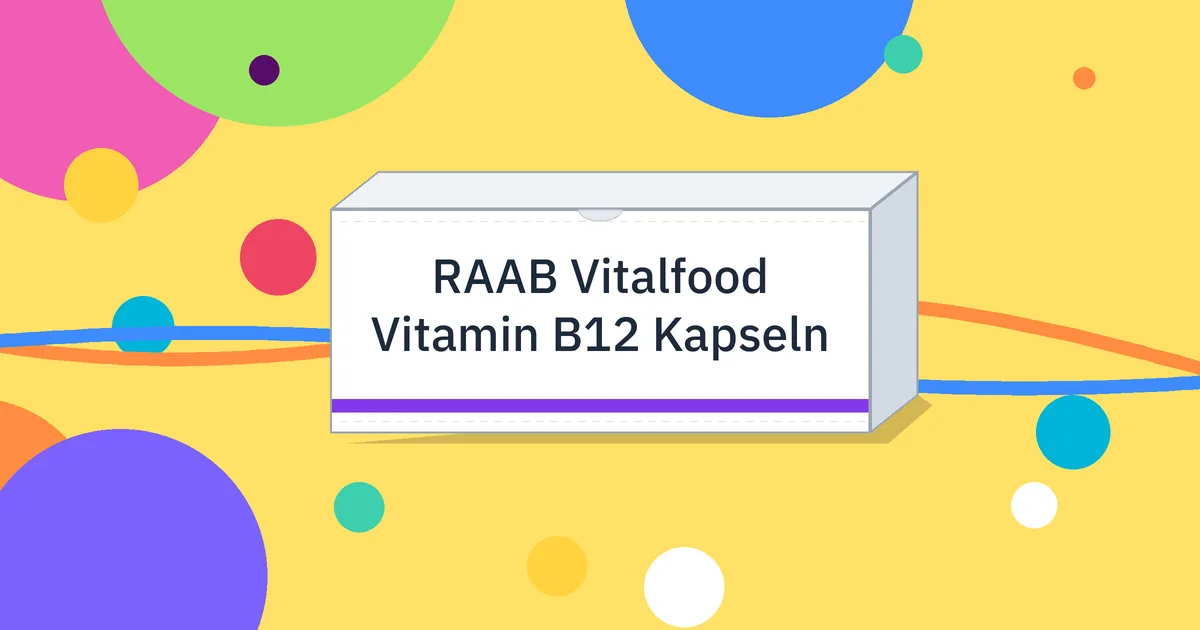 Symbolbild: Packung mit der Aufschrift RAAB Vitalfood Vitamin B12 Kapseln (PZN 19305742) – Verfügbarkeit und Bezug in Apotheken in Frankfurt am Main