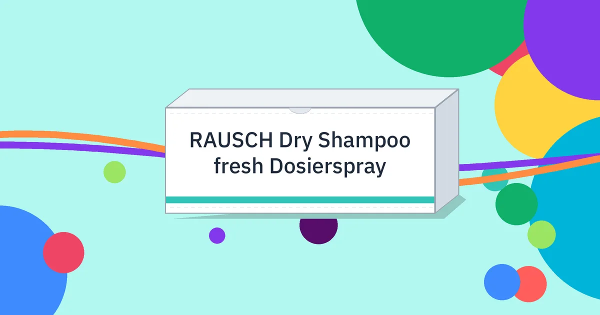 Symbolbild: Packung mit der Aufschrift RAUSCH Dry Shampoo fresh Dosierspray (PZN 13722545) – Verfügbarkeit und Bezug in Apotheken in Frankfurt am Main