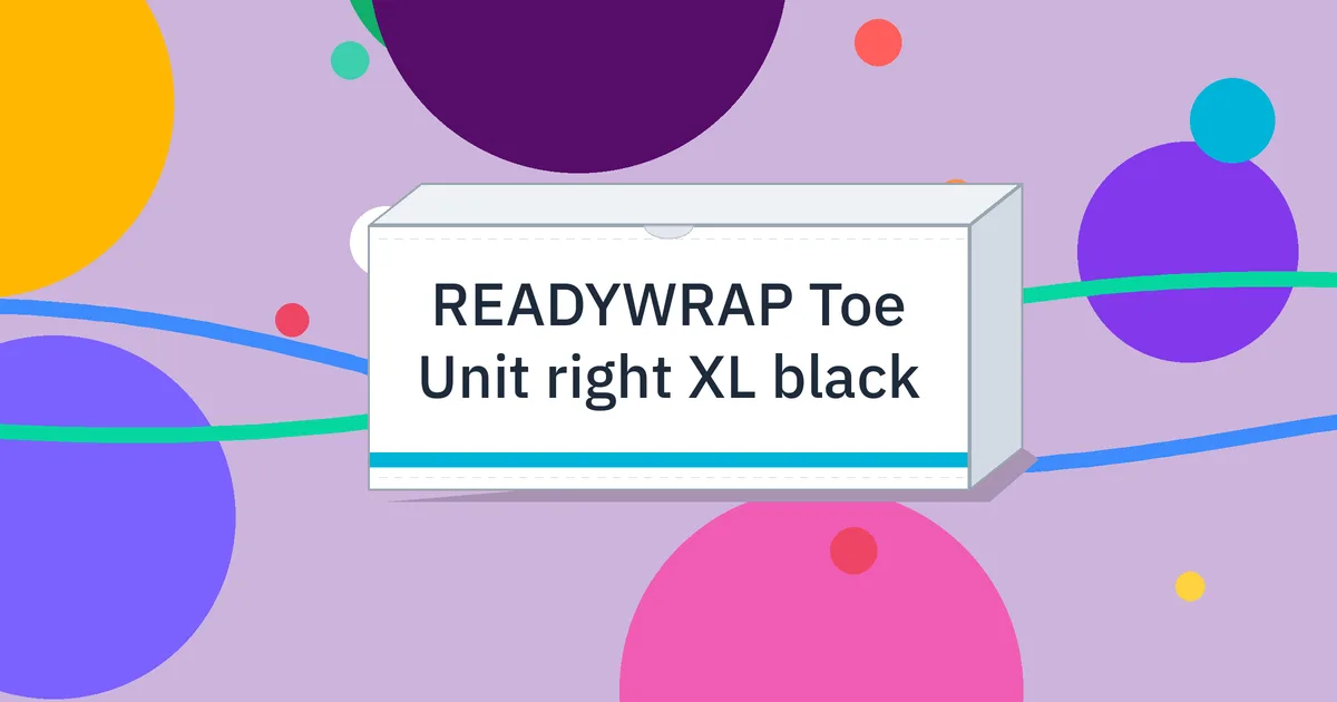 Symbolbild: Packung mit der Aufschrift READYWRAP Toe Unit right XL black (PZN 16566241) – Verfügbarkeit und Bezug in Apotheken in Frankfurt am Main