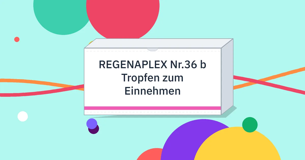 Symbolbild: Packung mit der Aufschrift REGENAPLEX Nr.36 b Tropfen zum Einnehmen (PZN 02642501) – Verfügbarkeit und Bezug in Apotheken in Frankfurt am Main