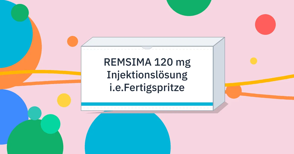 Symbolbild: Packung mit der Aufschrift REMSIMA 120 mg Injektionslösung i.e.Fertigspritze (PZN 16200758) – Verfügbarkeit und Bezug in Apotheken in Frankfurt am Main