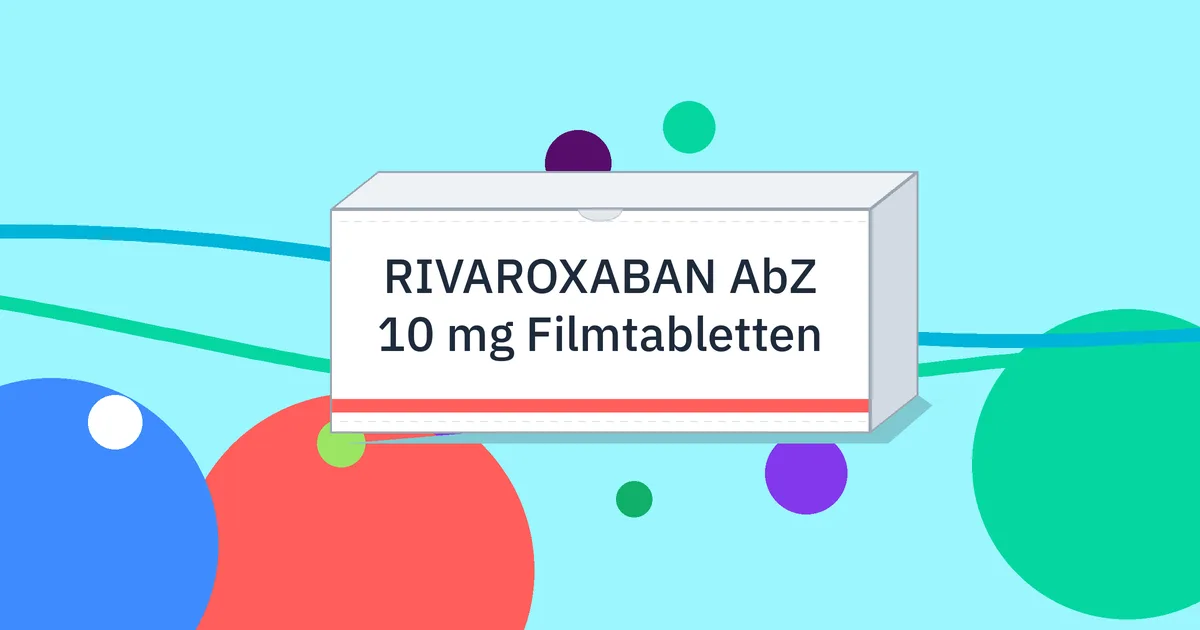 Symbolbild: Packung mit der Aufschrift RIVAROXABAN AbZ 10 mg Filmtabletten (PZN 18826953) – Verfügbarkeit und Bezug in Apotheken in Frankfurt am Main