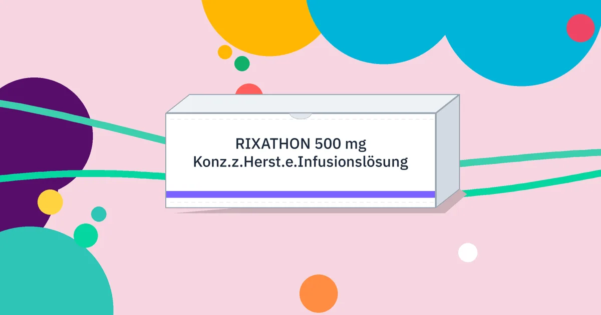 Symbolbild: Packung mit der Aufschrift RIXATHON 500 mg Konz.z.Herst.e.Infusionslösung (PZN 14130597) – Verfügbarkeit und Bezug in Apotheken in Frankfurt am Main