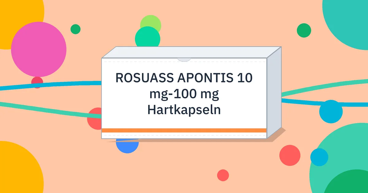 Symbolbild: Packung mit der Aufschrift ROSUASS APONTIS 10 mg-100 mg Hartkapseln (PZN 17841643) – Verfügbarkeit und Bezug in Apotheken in Frankfurt am Main