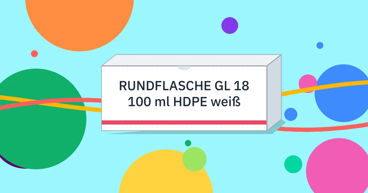 Symbolbild: Packung mit der Aufschrift RUNDFLASCHE GL 18 100 ml HDPE weiß (PZN 18015284) – Verfügbarkeit und Bezug in Apotheken in Frankfurt am Main
