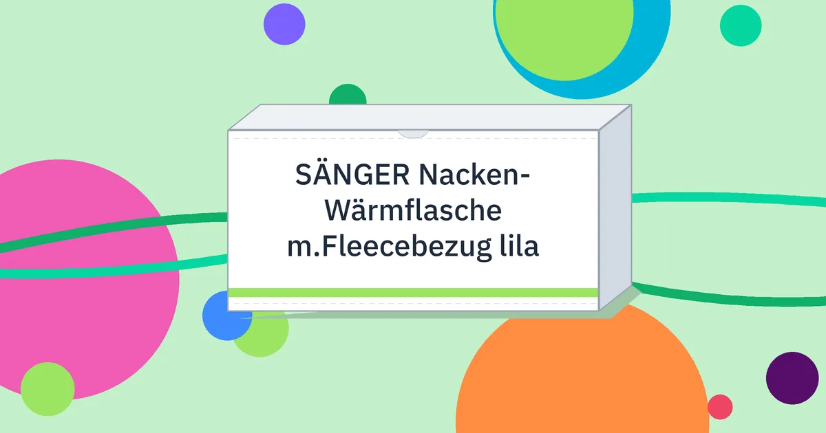 Symbolbild: Packung mit der Aufschrift SÄNGER Nacken-Wärmflasche m.Fleecebezug lila (PZN 05106358) – Verfügbarkeit und Bezug in Apotheken in Frankfurt am Main