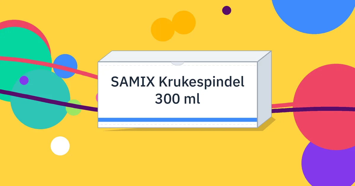 Symbolbild: Packung mit der Aufschrift SAMIX Krukespindel 300 ml (PZN 11525243) – Verfügbarkeit und Bezug in Apotheken in Frankfurt am Main