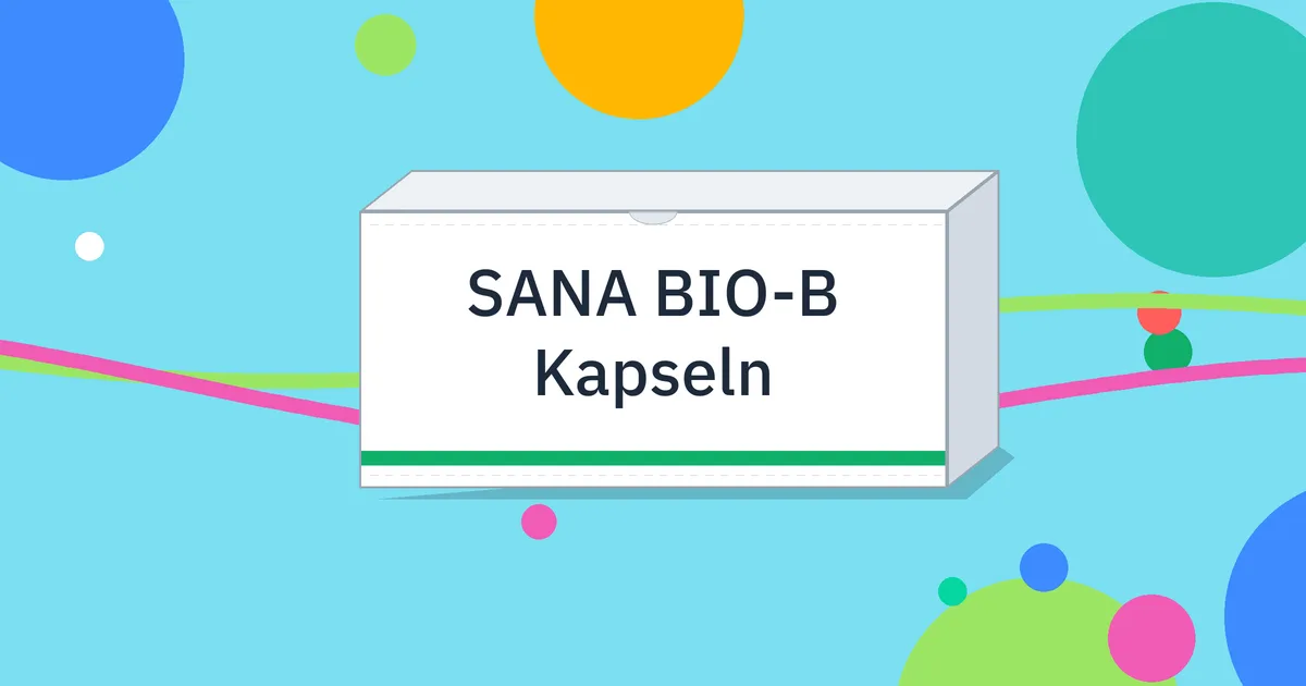 Symbolbild: Packung mit der Aufschrift SANA BIO-B Kapseln (PZN 12871361) – Verfügbarkeit und Bezug in Apotheken in Frankfurt am Main