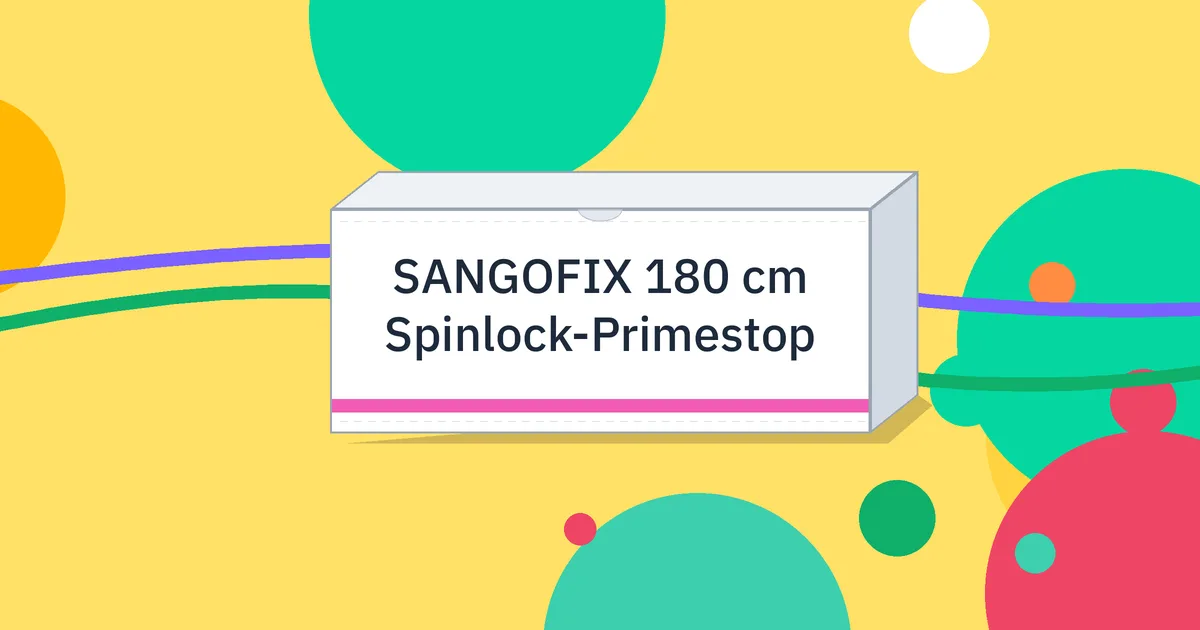 Symbolbild: Packung mit der Aufschrift SANGOFIX 180 cm Spinlock-Primestop (PZN 18016898) – Verfügbarkeit und Bezug in Apotheken in Frankfurt am Main