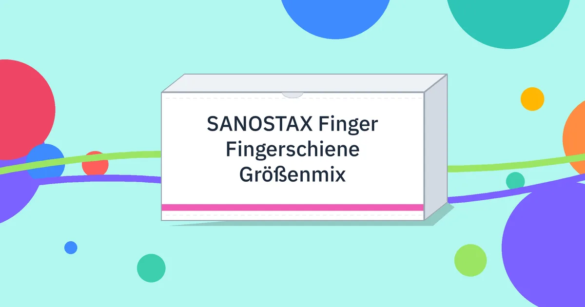 Symbolbild: Packung mit der Aufschrift SANOSTAX Finger Fingerschiene Größenmix (PZN 07144452) – Verfügbarkeit und Bezug in Apotheken in Frankfurt am Main