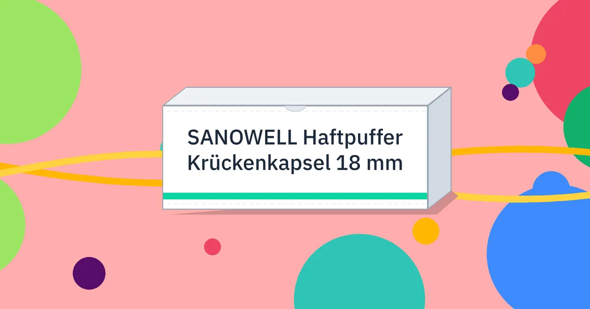 Symbolbild: Packung mit der Aufschrift SANOWELL Haftpuffer Krückenkapsel 18 mm (PZN 06103830) – Verfügbarkeit und Bezug in Apotheken in Frankfurt am Main