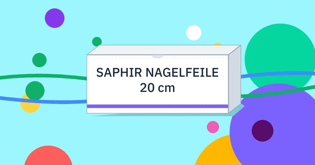 Symbolbild: Packung mit der Aufschrift SAPHIR NAGELFEILE 20 cm (PZN 15632131) – Verfügbarkeit und Bezug in Apotheken in Frankfurt am Main