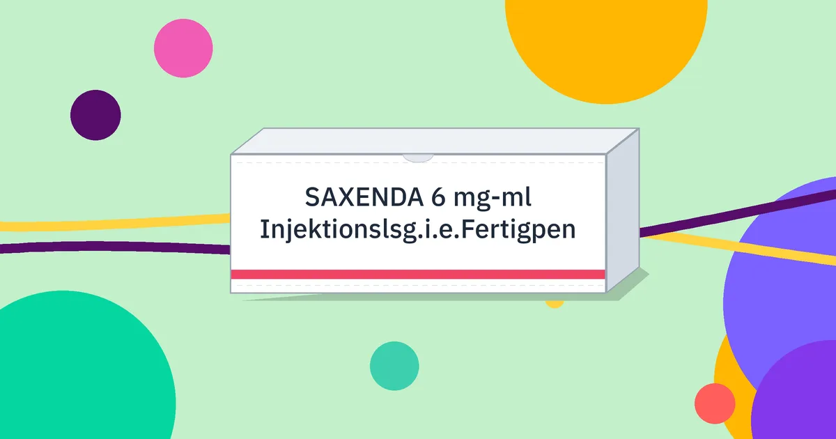 Symbolbild: Packung mit der Aufschrift SAXENDA 6 mg-ml Injektionslsg.i.e.Fertigpen (PZN 20594409) – Verfügbarkeit und Bezug in Apotheken in Frankfurt am Main
