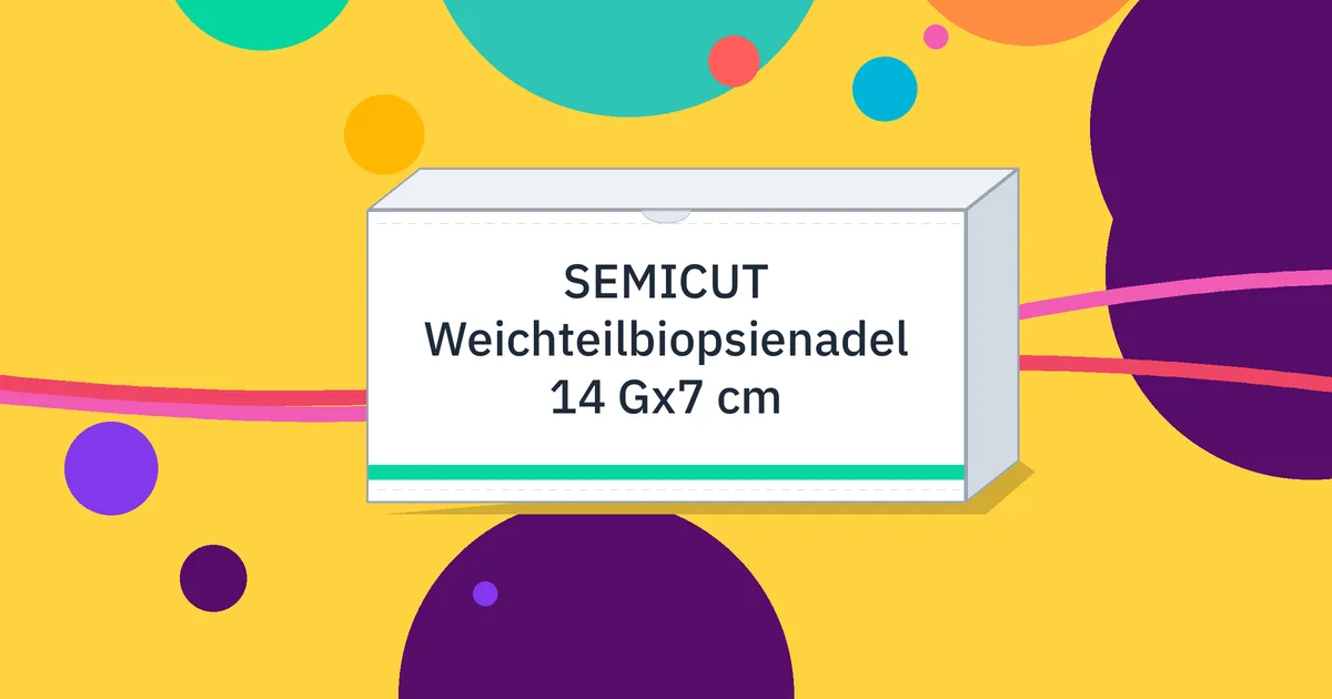 Symbolbild: Packung mit der Aufschrift SEMICUT Weichteilbiopsienadel 14 Gx7 cm (PZN 19735715) – Verfügbarkeit und Bezug in Apotheken in Frankfurt am Main