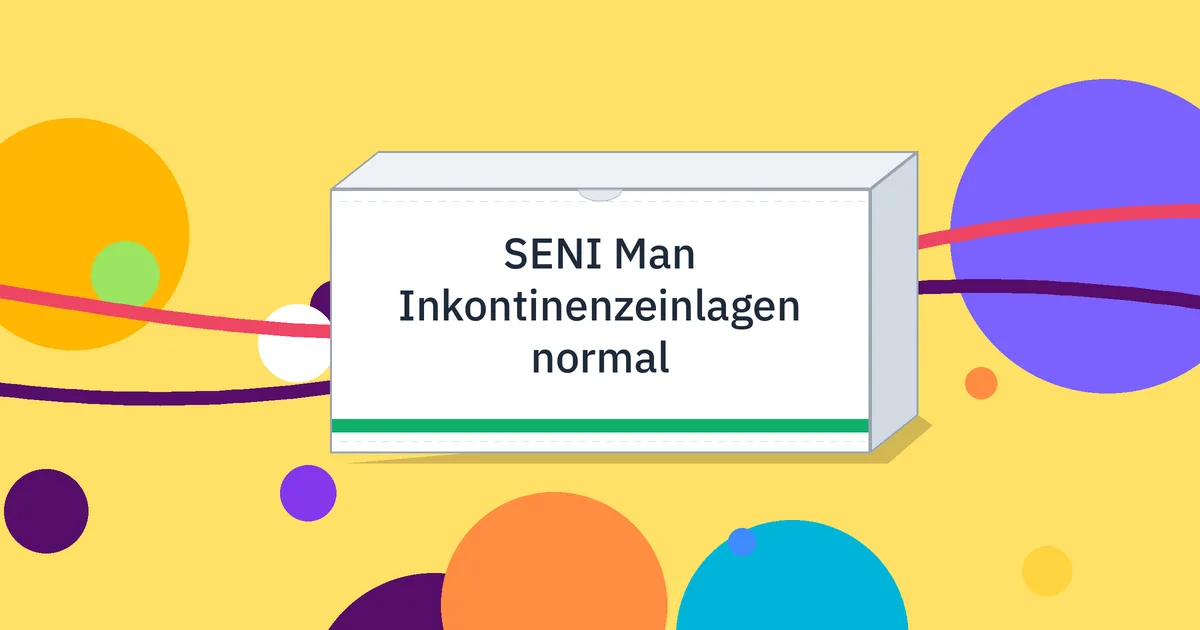Symbolbild: Packung mit der Aufschrift SENI Man Inkontinenzeinlagen normal (PZN 16916824) – Verfügbarkeit und Bezug in Apotheken in Frankfurt am Main