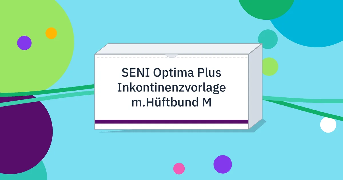 Symbolbild: Packung mit der Aufschrift SENI Optima Plus Inkontinenzvorlage m.Hüftbund M (PZN 14300065) – Verfügbarkeit und Bezug in Apotheken in Frankfurt am Main