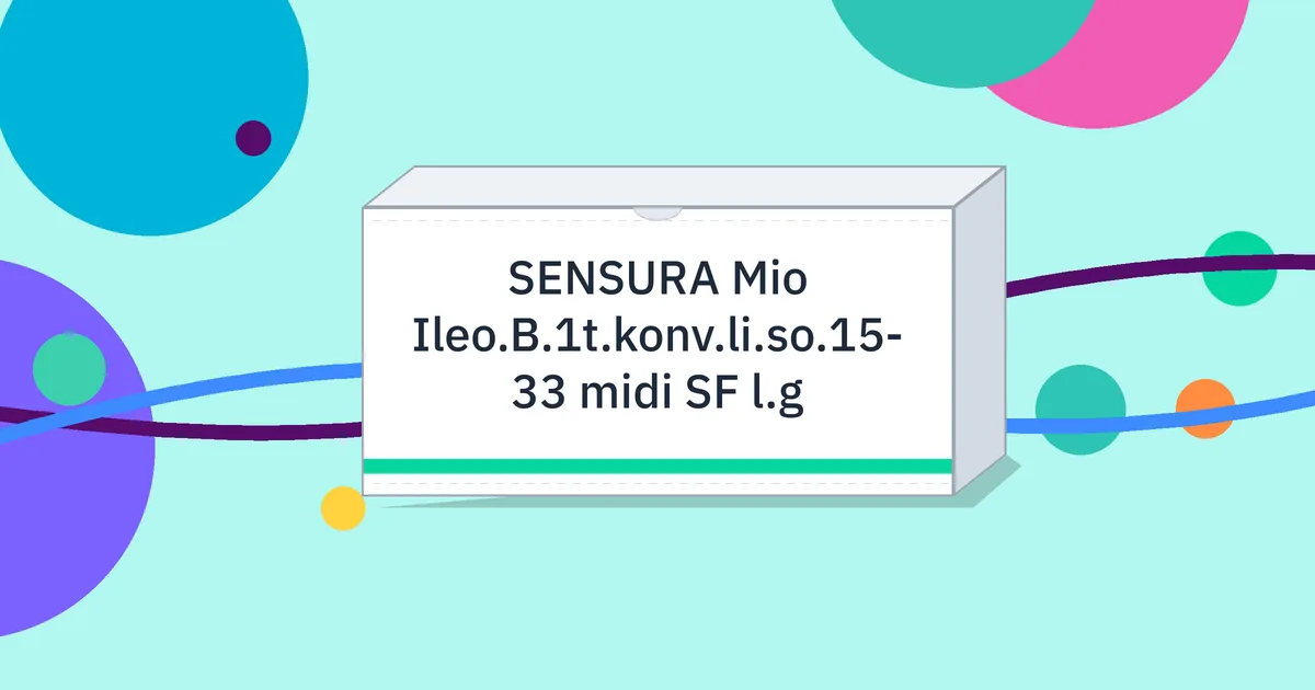 Symbolbild: Packung mit der Aufschrift SENSURA Mio Ileo.B.1t.konv.li.so.15-33 midi SF l.g (PZN 11099059) – Verfügbarkeit und Bezug in Apotheken in Frankfurt am Main
