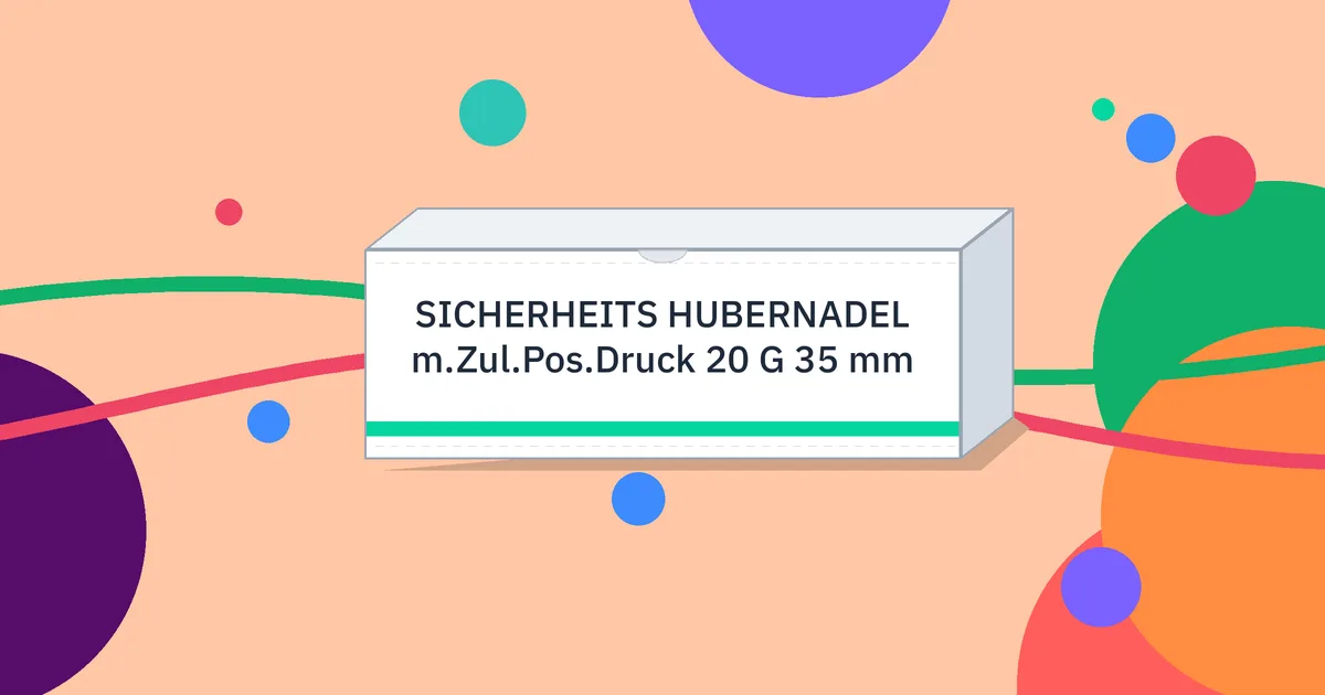 Symbolbild: Packung mit der Aufschrift SICHERHEITS HUBERNADEL m.Zul.Pos.Druck 20 G 35 mm (PZN 14322569) – Verfügbarkeit und Bezug in Apotheken in Frankfurt am Main