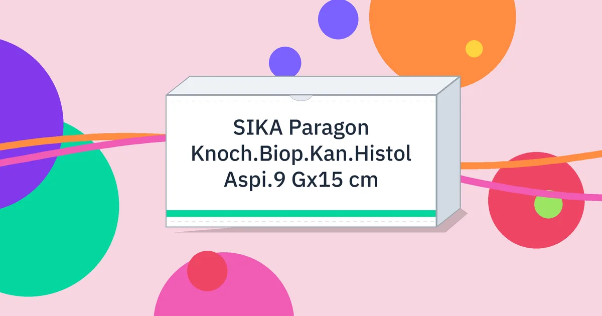 Symbolbild: Packung mit der Aufschrift SIKA Paragon Knoch.Biop.Kan.Histol Aspi.9 Gx15 cm (PZN 09230090) – Verfügbarkeit und Bezug in Apotheken in Frankfurt am Main