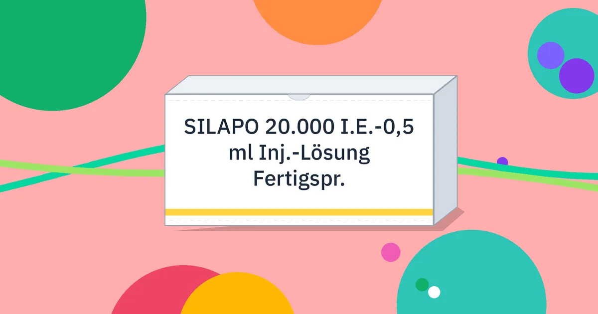 Symbolbild: Packung mit der Aufschrift SILAPO 20.000 I.E.-0,5 ml Inj.-Lösung Fertigspr. (PZN 06793869) – Verfügbarkeit und Bezug in Apotheken in Frankfurt am Main