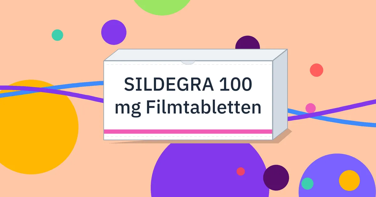 Symbolbild: Packung mit der Aufschrift SILDEGRA 100 mg Filmtabletten (PZN 04756657) – Verfügbarkeit und Bezug in Apotheken in Frankfurt am Main