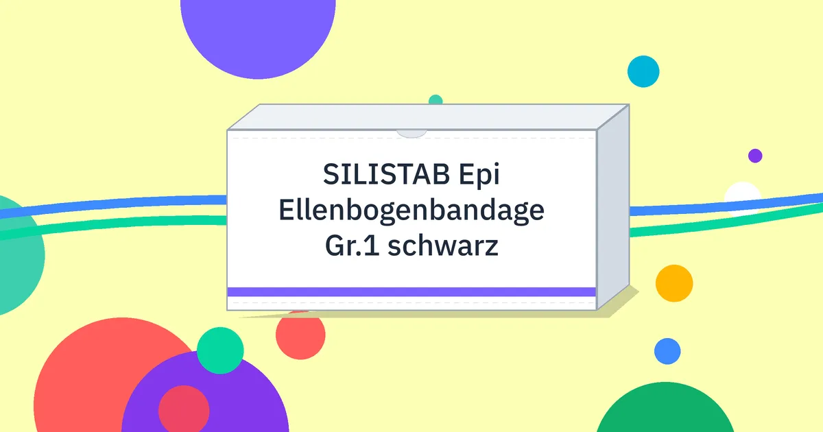 Symbolbild: Packung mit der Aufschrift SILISTAB Epi Ellenbogenbandage Gr.1 schwarz (PZN 00954194) – Verfügbarkeit und Bezug in Apotheken in Frankfurt am Main