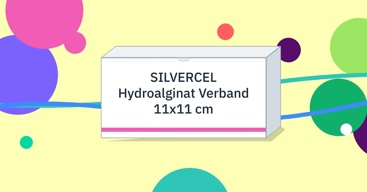 Symbolbild: Packung mit der Aufschrift SILVERCEL Hydroalginat Verband 11x11 cm (PZN 17825578) – Verfügbarkeit und Bezug in Apotheken in Frankfurt am Main
