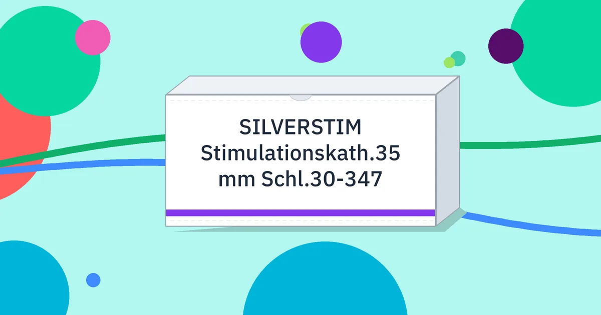 Symbolbild: Packung mit der Aufschrift SILVERSTIM Stimulationskath.35 mm Schl.30-347 (PZN 09514195) – Verfügbarkeit und Bezug in Apotheken in Frankfurt am Main