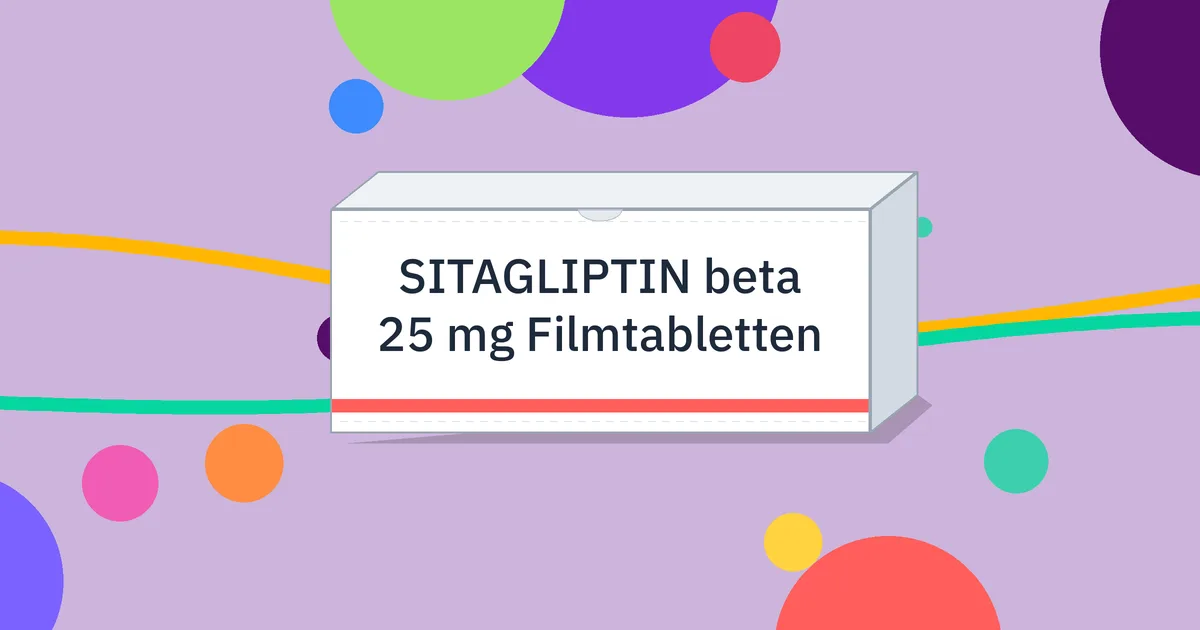Symbolbild: Packung mit der Aufschrift SITAGLIPTIN beta 25 mg Filmtabletten (PZN 17623165) – Verfügbarkeit und Bezug in Apotheken in Frankfurt am Main