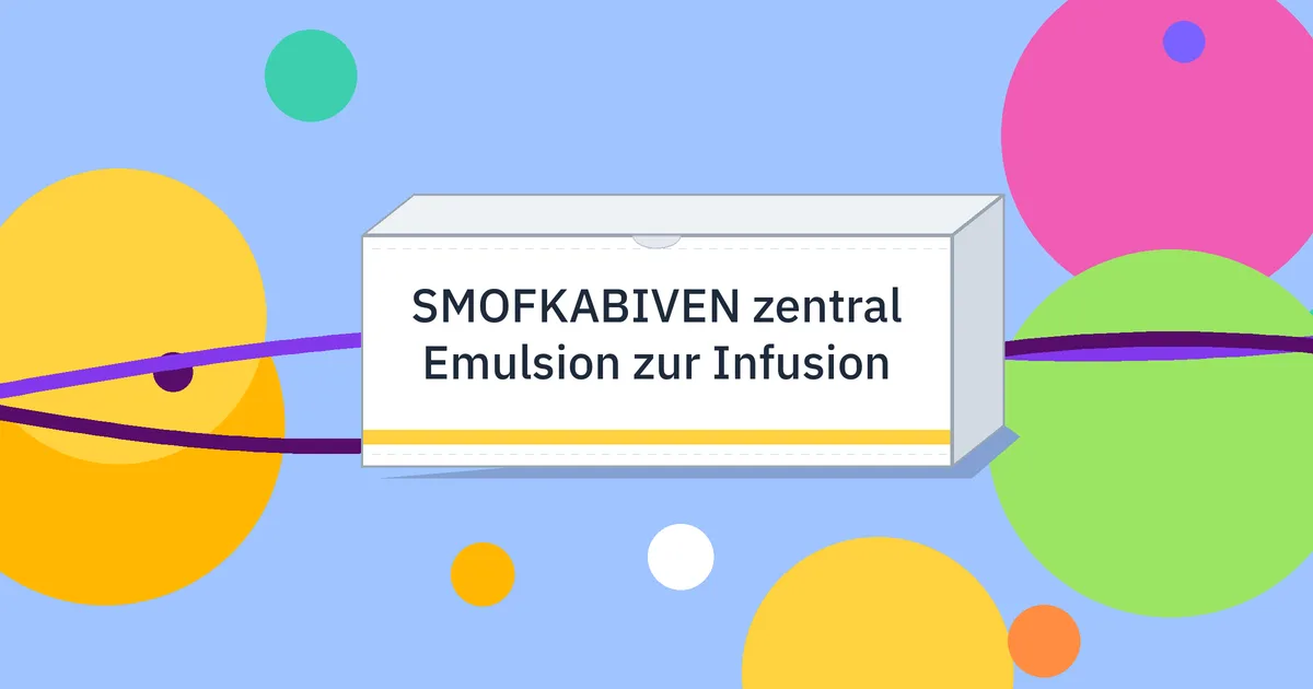 Symbolbild: Packung mit der Aufschrift SMOFKABIVEN zentral Emulsion zur Infusion (PZN 16869272) – Verfügbarkeit und Bezug in Apotheken in Frankfurt am Main