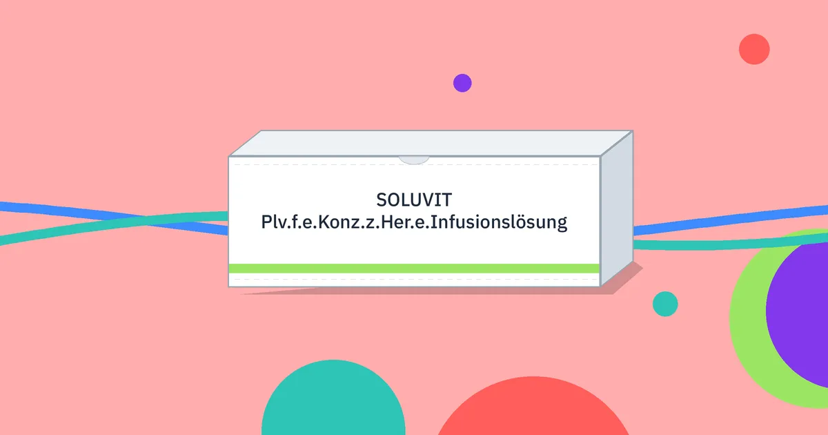 Symbolbild: Packung mit der Aufschrift SOLUVIT Plv.f.e.Konz.z.Her.e.Infusionslösung (PZN 17448319) – Verfügbarkeit und Bezug in Apotheken in Frankfurt am Main